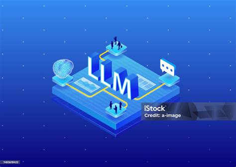large language model llm concept 3d isometric vector illustration of