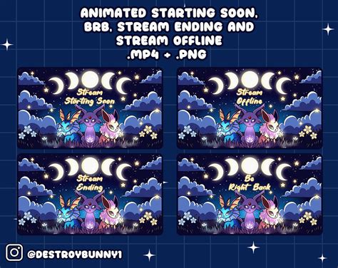 Custom Night Eevee Overlay Stream Bundle Behance