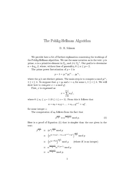 Pohlig Hellman Algorithm Pdf
