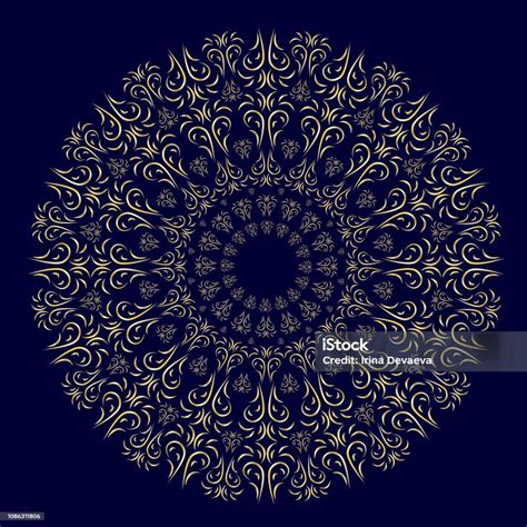 동양 꽃 장식 디자인에 대 한 진한 파란색 배경에 만다라 벡터 일러스트입니다 0명에 대한 스톡 벡터 아트 및 기타 이미지 0명 결혼식 곡선 Istock