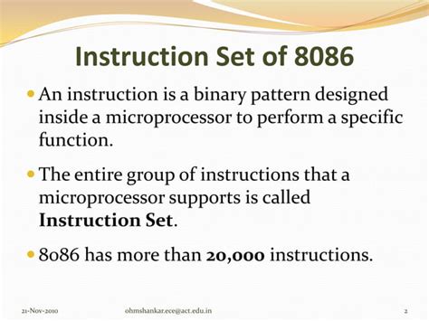 Instruction Set Of 8086 Pptx