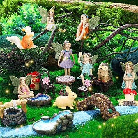 Roowest 19 Pcs Miniatures Garden Fairies Kit Garden Accessories