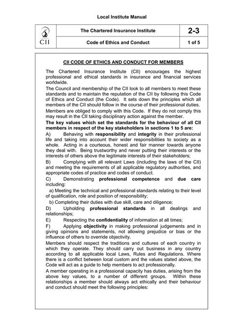 Cii Code Of Ethics Pdf