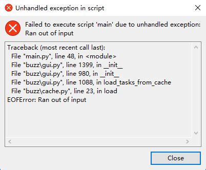 Unhandled Exception In Script Issue Chidiwilliams Buzz GitHub