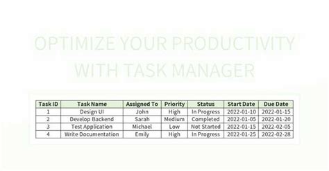 Boost Your Efficiency With A Task Manager Excel Template Free