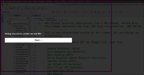 using vra xsd to create an xml file