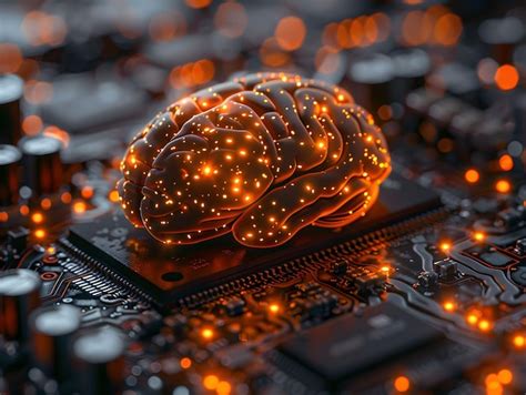 Premium Photo A Computer Chip Shaped Like The Human Brain Is Lying On