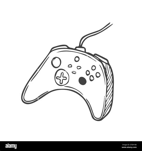 Sketch Of Joystick Doodle Style Vector Gamepad Video Games Concept Isolated Stock Vector