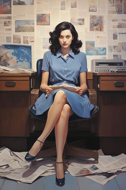 Premium Ai Image Lois Lane Mid20s As A 1940s Newspaper Woman Sitting