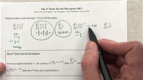 The Nth Term Test For Divergence Part 1 Youtube