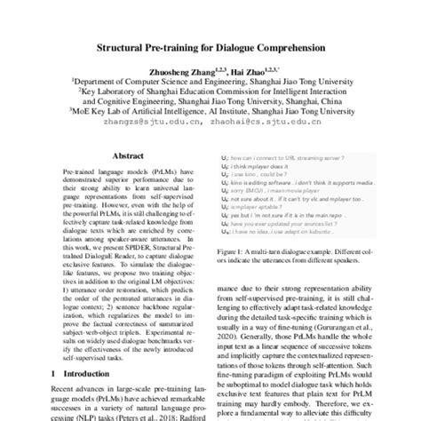 Structural Pre Training For Dialogue Comprehension Acl Anthology