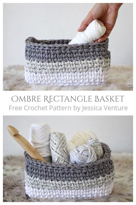 Ombre Crochet Rectangle Basket Free Pattern