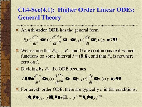 Ppt Higher Order Linear Odes General Theory Powerpoint Presentation Id 9642094
