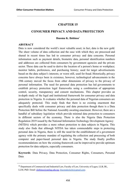 Pdf Consumer Privacy And Data Protection In Nigeria
