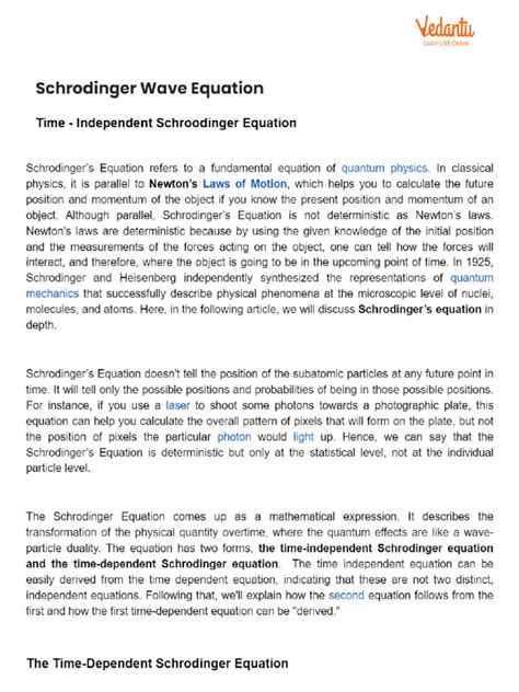 Schrodinger Wave Equation Pdf
