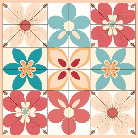 Premium AI Image Floral Patchwork Flowers Background Pattern Wallpaper Vector
