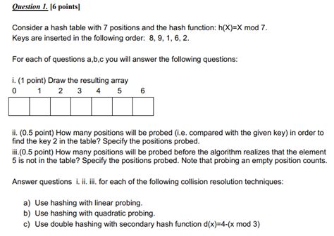 Question L Pointsl Consider A Hash Table With Chegg