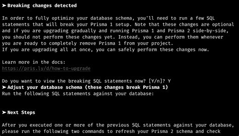 Breaking Changes Detected But No SQL Statements Issue Prisma Prisma Upgrade GitHub