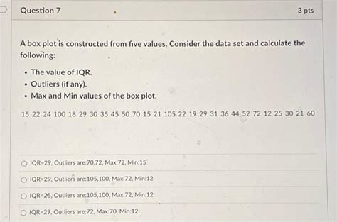 Solved A Box Plot Is Constructed From Five Values Consider Chegg