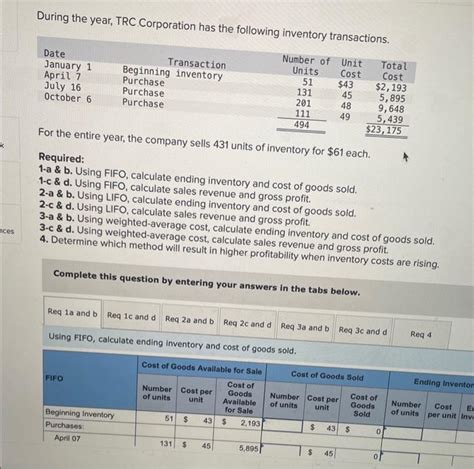 Required A B Using FIFO Calculate Ending Chegg Com