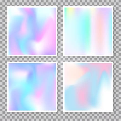 홀로그램 추상 배경이 설정합니다 프리미엄 벡터