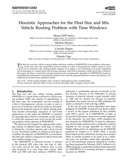 Pdf Heuristic Approaches For The Fleet Size And Mix Vehicle Routing