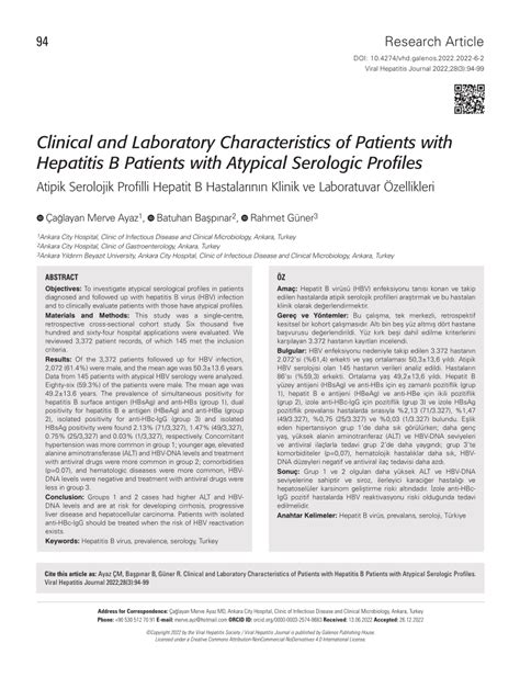Pdf Clinical And Laboratory Characteristics Of Hepatitis B Patients With Atypical Serologic