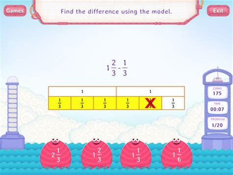subtract mixed numbers using models practice with fun math worksheet