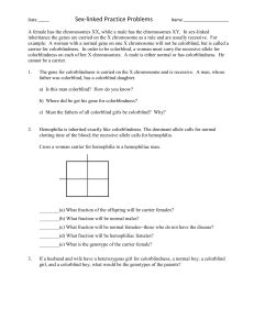 Sex Linked Traits Worksheet Hemophilia Colorblindness