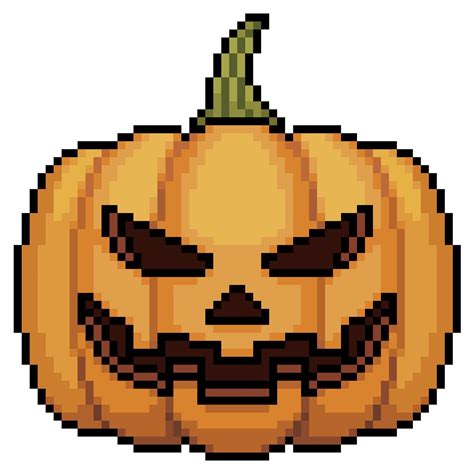 Pixel Art Halloween Pumpkin Icon For 8bit Game On White Background