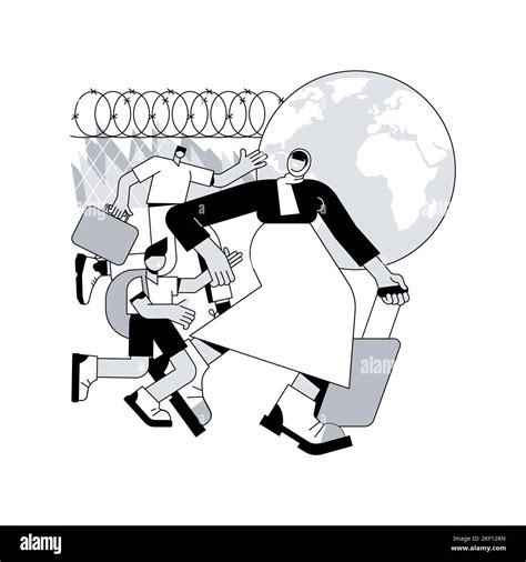 Refugees Abstract Concept Vector Illustration People Crossing Border Illegally Refugee World