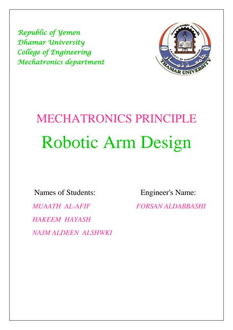 SOLUTION Mechatronics Principle Robotic Arm Design Research Studypool