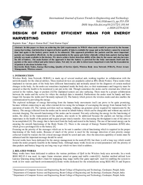 Pdf Design Of Energy Efficient Wban For Energy Harvesting