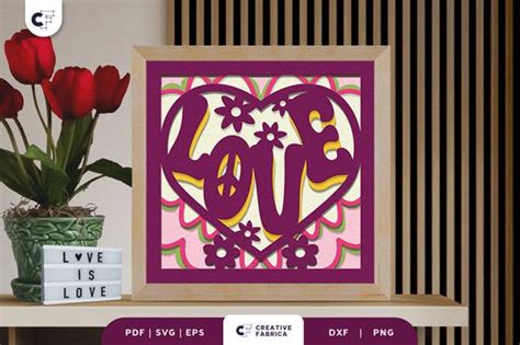Love You Heart Shape 3d Shadow Box Svg · Creative Fabrica