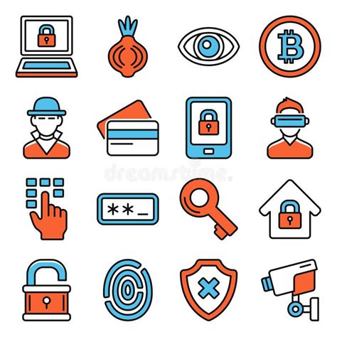 Dark Deep Internet And Security Icons Set Vector Stock Vector Illustration Of Smart Safety