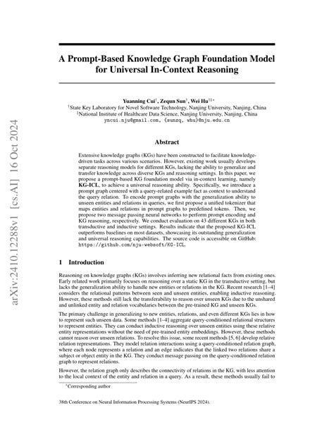 Pdf A Prompt Based Knowledge Graph Foundation Model For Universal In