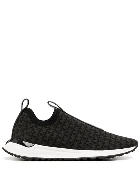 Michael Kors Miles Logo Print Slip On Sneakers Black Farfetch Uk