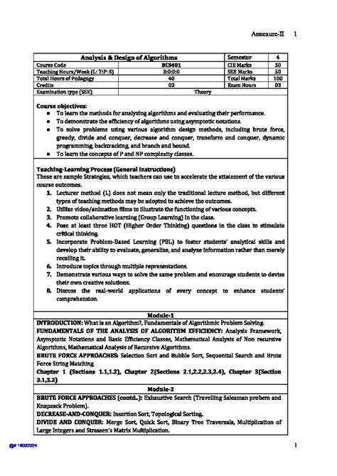 bcs401 ada syllabus 1 analysis design of algorithms semester 4