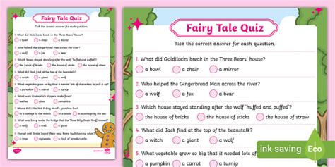 Fairy Tale Paper Quiz - KS1 (Teacher-Made) - Twinkl