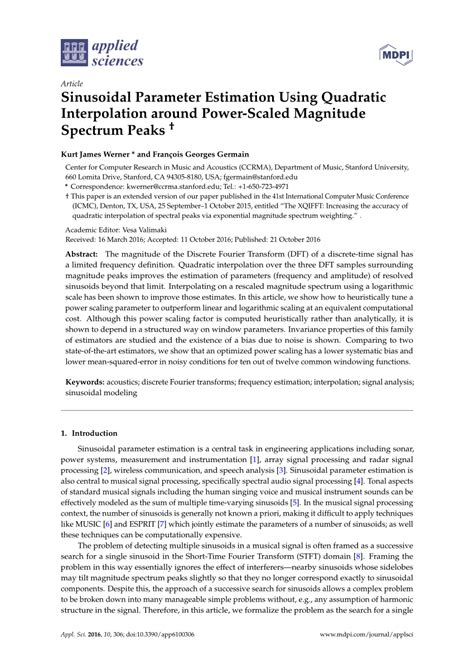 Pdf Sinusoidal Parameter Estimation Using Quadratic Interpolation
