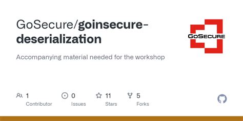 Github Gosecuregoinsecure Deserialization Accompanying Material Needed For The Workshop