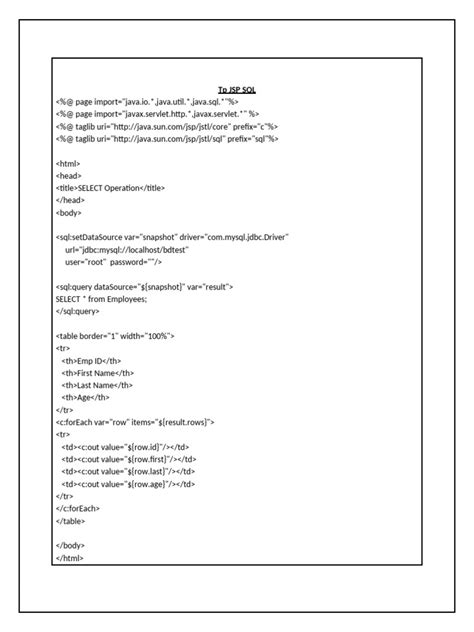 Tp Jstl Et Mysql Pdf