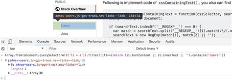 Protractor How To Write Bycsscontainingtext In Chrome Console Stack Overflow