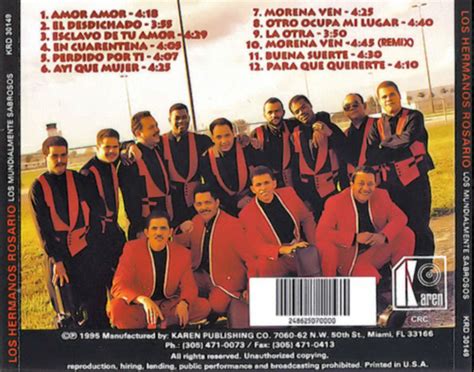 Car Tula Trasera De Los Hermanos Rosario Los Mundialmente Sabrosos Portada