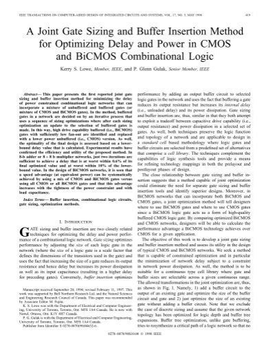 a joint gate sizing and buffer insertion method for ieee xplore