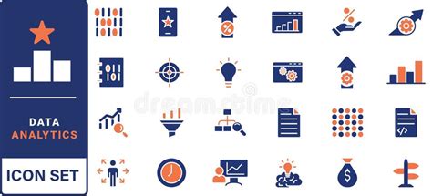 Data Analytics Icon Set Containing Data Analysis Data Mining Global Data Monitoring Data