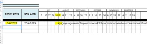 Plotting Dates In A Grid And Totally Based On Given Start And End Dates
