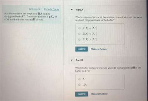 Solved Part A A Buffer Contains The Weak Acid HA And Its Chegg