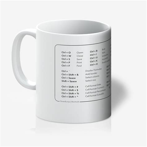 Excel Shortcuts Mug Keyboard Shortcuts Perfect Office Gift Etsy