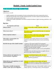 Module Notes Science Docx Module Study Guide Guided Notes Scientific Knowledge